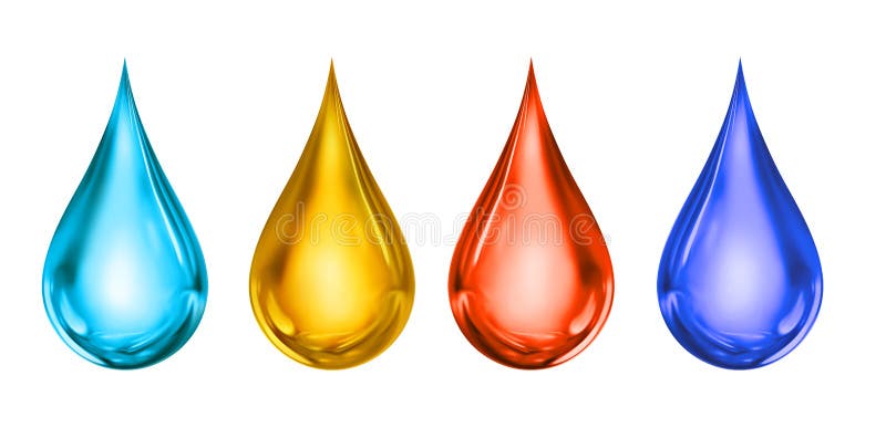 Water Drops Four Color Drops Isolated Stock Illustration - Illustration ...