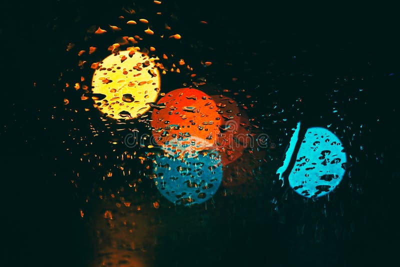 Water Drops on the Glass in the Evening Rain. Stock Photo - Image of ...