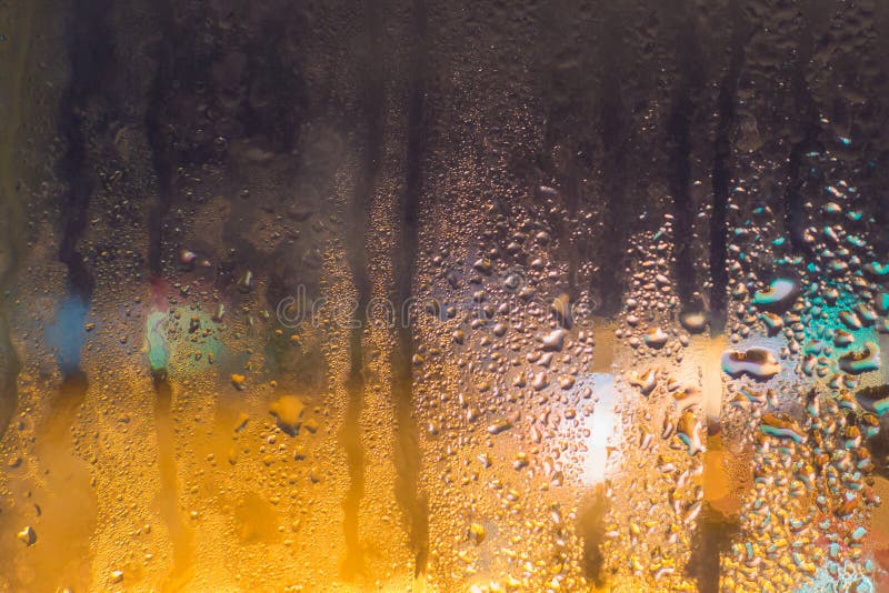 Water Drops on Glass at Night Texture Stock Image - Image of liquid ...