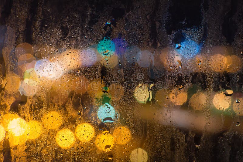Water Drops on Glass at Night Texture Stock Image - Image of bokeh ...