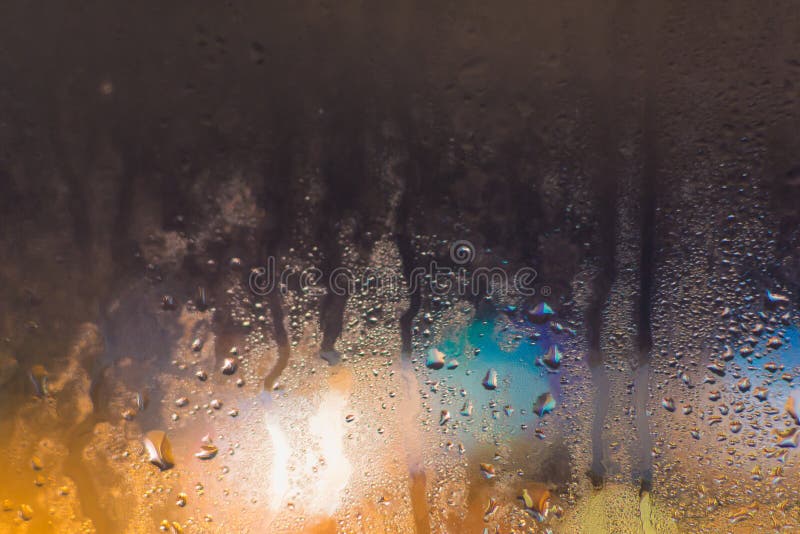 Water Drops on Glass at Night Texture Stock Image - Image of space ...