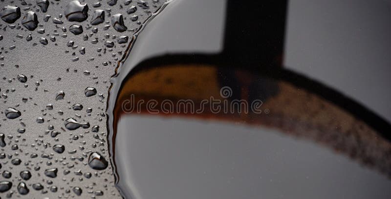Water Drops on a Black Plastic Surface, Horizontal, with Narrow Depth ...