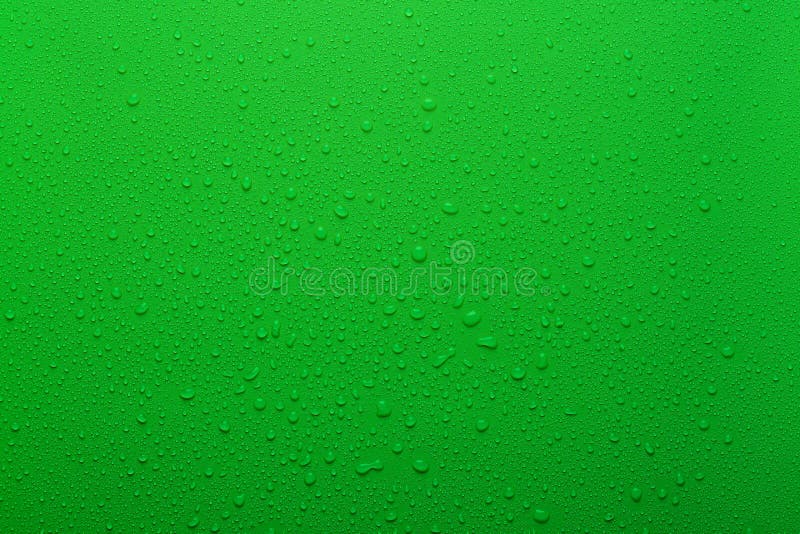 Water Drops on Green Color Surface Stock Image - Image of condensation ...