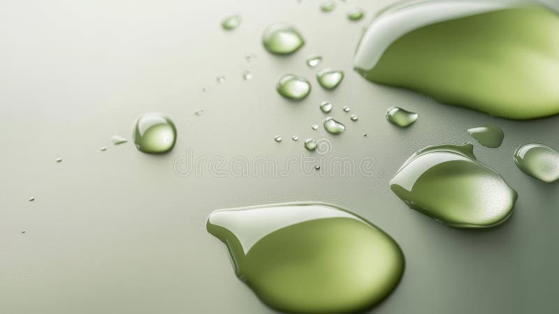 Water Drops on Green Metallic Surface, Hydrophobic Effect, Macro ...