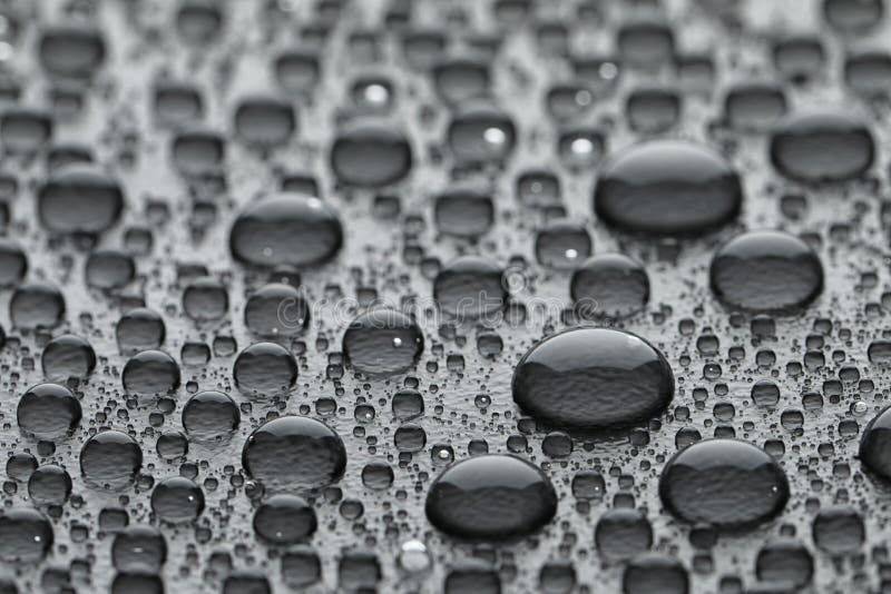 Water Drops on Grey Background, Closeup Stock Photo - Image of humid ...
