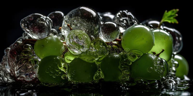 Water Drops on Group of Delicious Fresh Green Grapes As Defocused ...