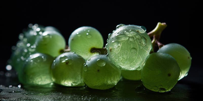 Water Drops on Group of Delicious Fresh Green Grapes As Defocused ...