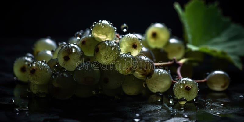 Water Drops on Group of Delicious Fresh Green Grapes As Defocused ...