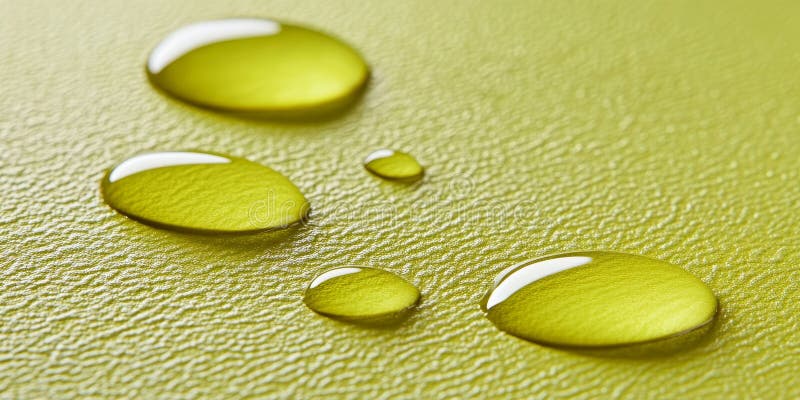 Water Drops, Hydrophobic Effect, Green Metallic Background. Beads of ...