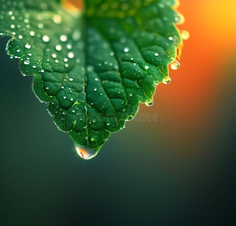 Water drops on leaf stock illustration. Illustration of sunlight ...