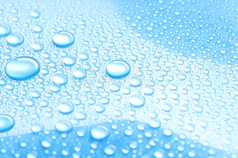 Water Drops on Light Blue Background, Closeup Stock Photo - Image of ...