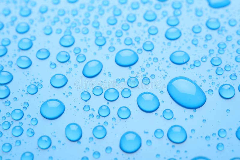 Water Drops on Light Blue Background, Closeup Stock Image - Image of ...
