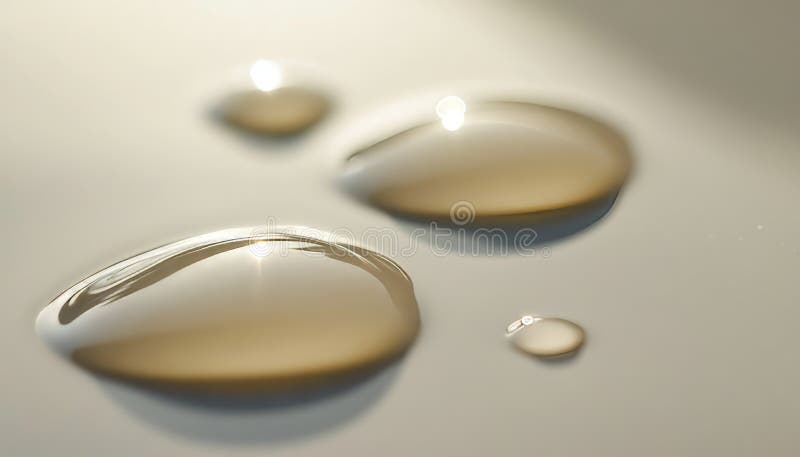 Water Drops, Liquid Beads on Smooth, Metallic Surface, Illustrating ...