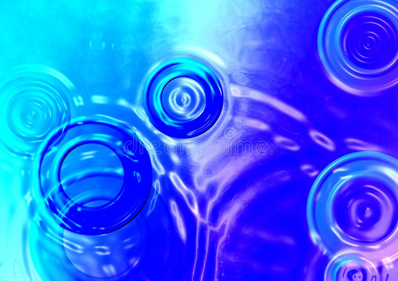 Water Drops Making Circles on a Blue Glossy Background Illustration ...