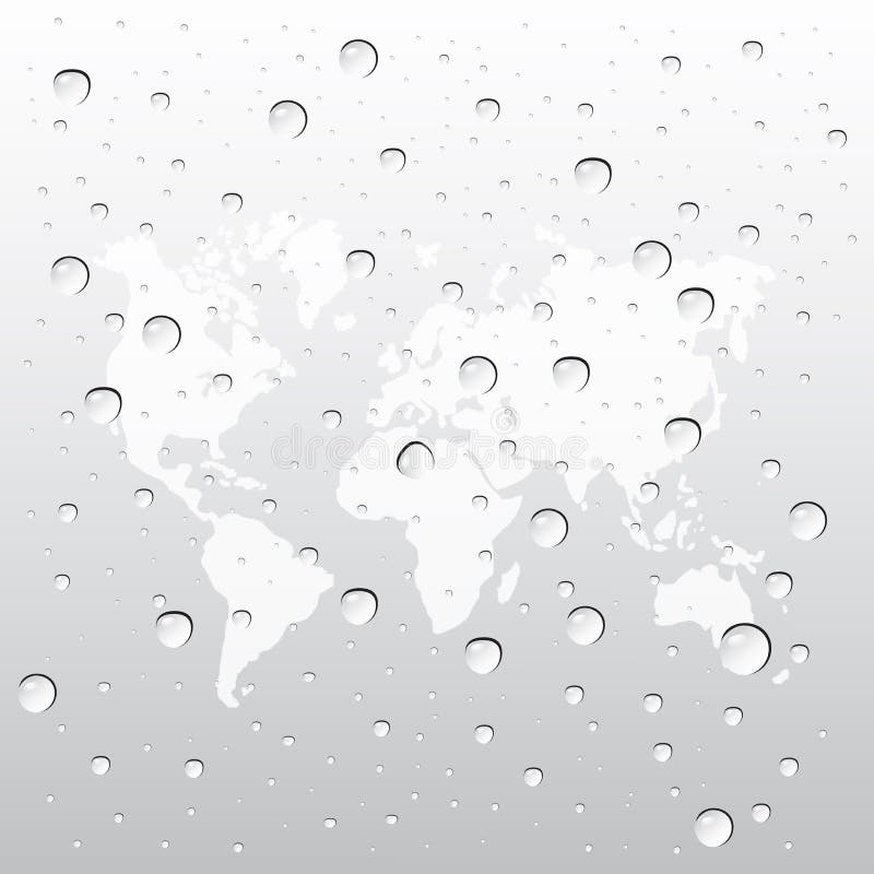 Water drops with map world stock vector. Illustration of decorative ...