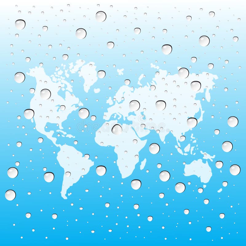 Water drops with map world stock vector. Illustration of countries ...