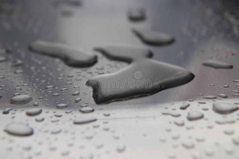Water Drops on the Metal Surface. Stock Image - Image of activity ...
