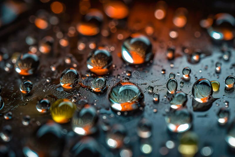 Water Drops on a Metal Surface. Shallow Depth of Field Stock Photo ...
