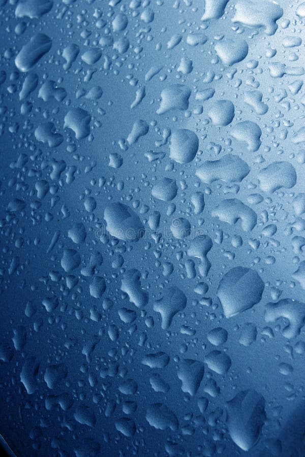 Water Drops on Metalic Blue Background Stock Image - Image of drizzle ...