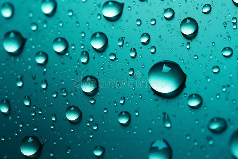 Water Drops on Metallic Surface Blue Background Stock Illustration ...