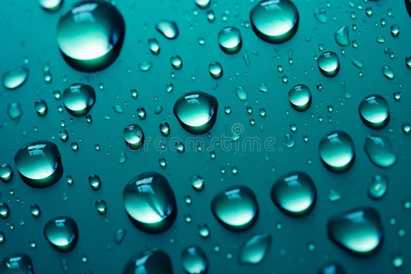Water Drops on Metallic Surface Blue Background Stock Illustration ...