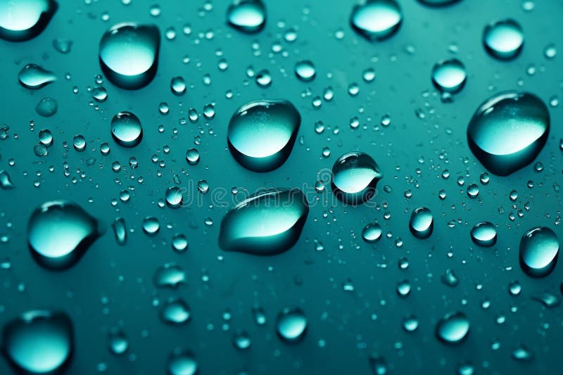 Water Drops on Metallic Surface Blue Background Stock Illustration ...