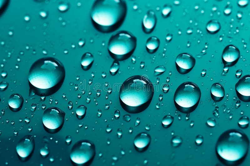 Water Drops on Metallic Surface Blue Background Stock Illustration ...