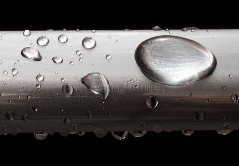 Water Drops on Misted Metal Tube Stock Image - Image of steel, bead ...