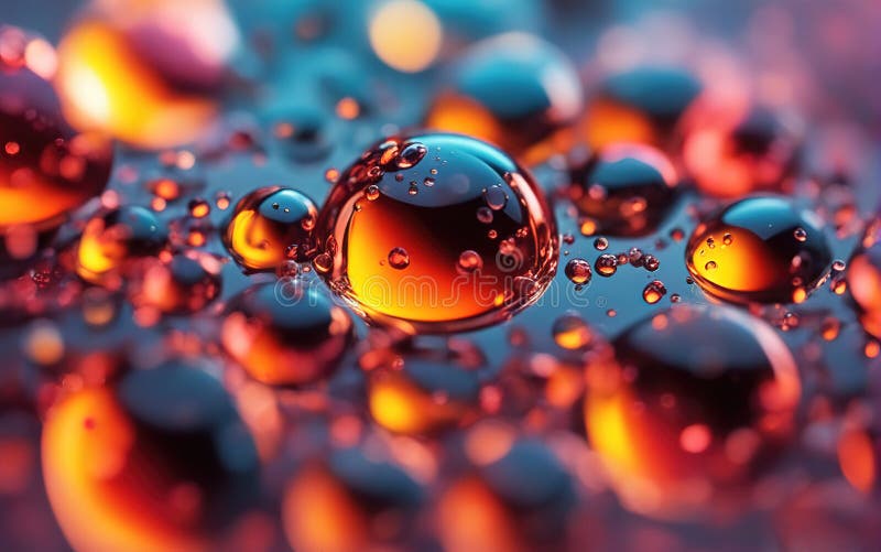 Water Drops Multicolor Abstract Background, Many Water Bubbles ...