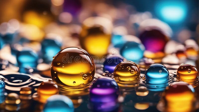 Water Drops Multicolor Abstract Background, Many Water Bubbles ...