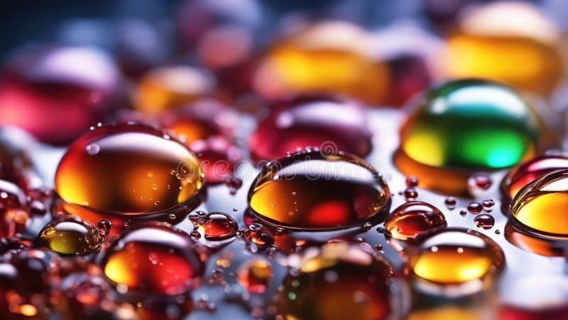 Water Drops Multicolor Abstract Background, Many Water Bubbles ...