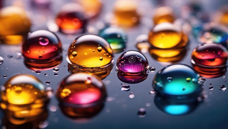 Water Drops Multicolor Abstract Background, Many Water Bubbles ...