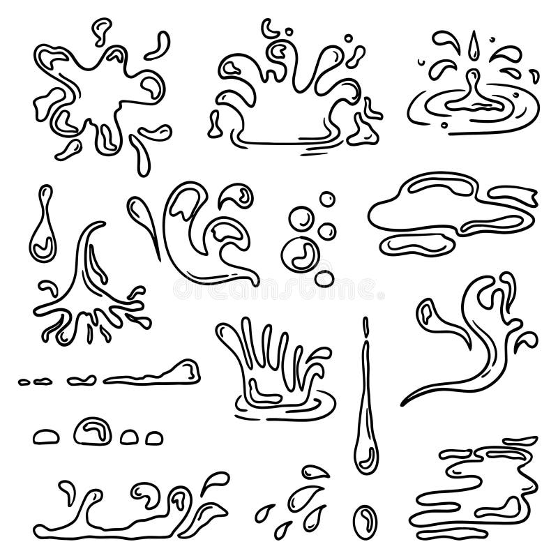 Water Drops, Ocean, Waves Stencil. Liquid Elements Stock Illustration ...