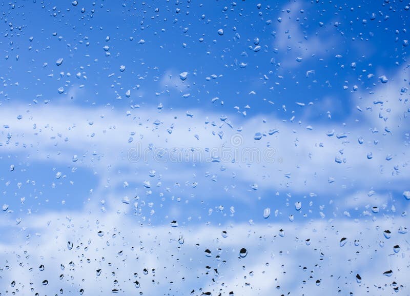 Water Drops of Rain on Window Glass Surface. Stock Image - Image of ...