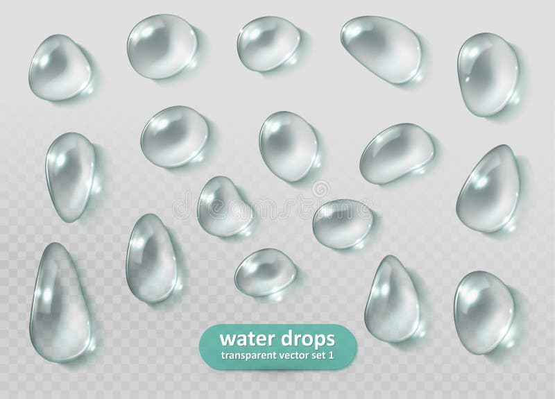 Water Drops. Realistic Transparent Set. Vector Eps Stock Vector ...