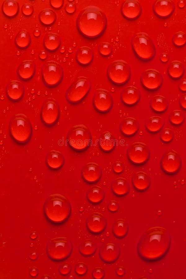 Water Drops on Red Background Stock Photo - Image of water, spherical ...