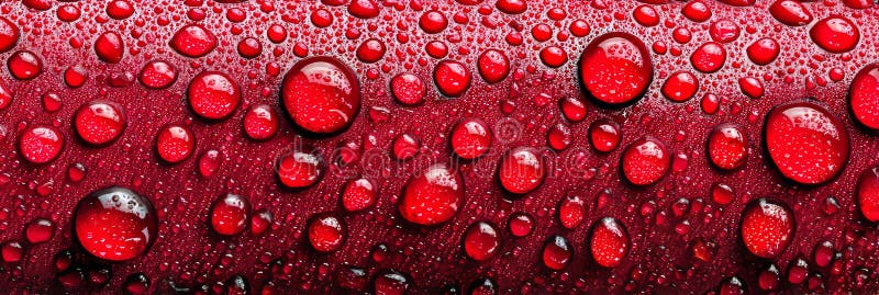 Water Drops on Red Metallic Surface, Hydrophobic Effect on Car Paint ...