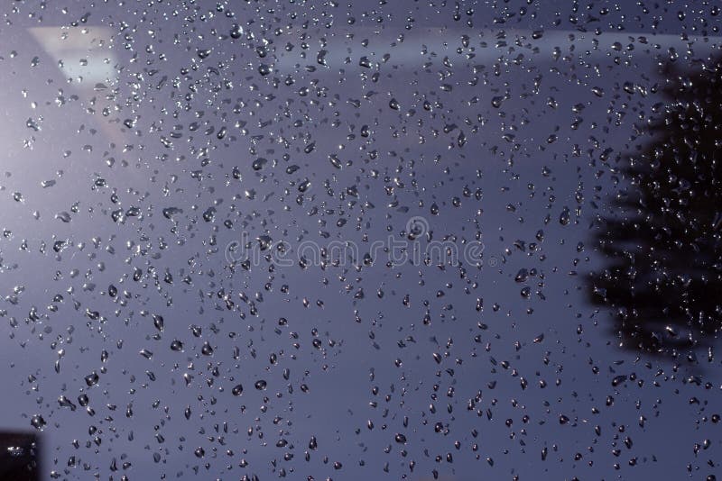 Water Drops and Reflection on Car Glass Stock Photo - Image of surface ...