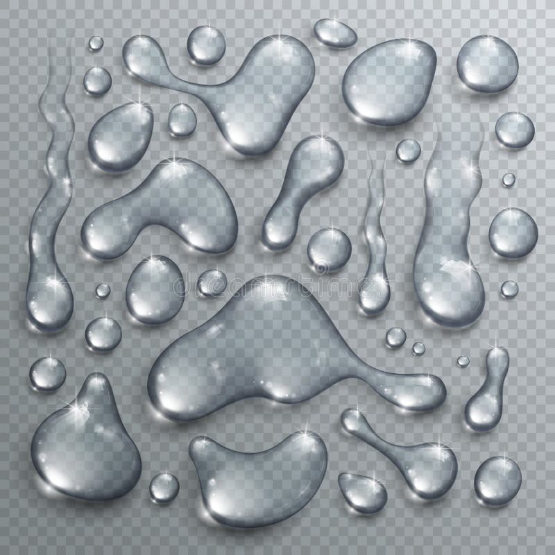 Water Drops Set Vector Realistic 3d Elements Collection, Transparent ...