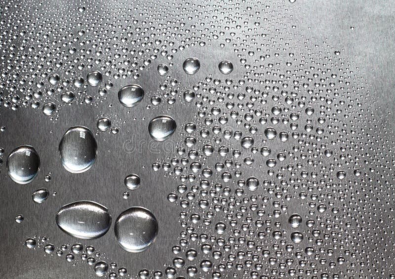 Water Drops on Silver Surface Stock Photo - Image of bubbles, drop ...