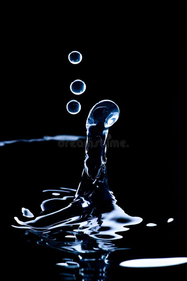 Water Drops and Splash, Black Background Stock Photo - Image of fresh ...