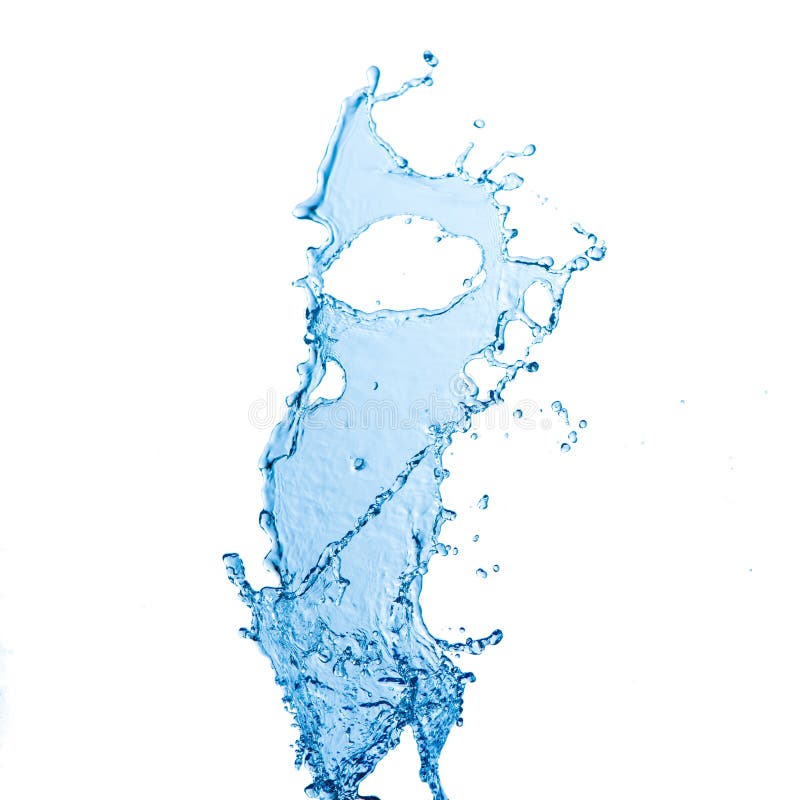Blue Water Stream, Splash with Drops Stock Photo - Image of flowing ...