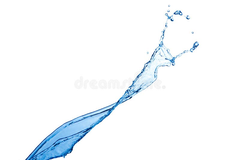 Blue Water Stream, Splash with Drops Stock Image - Image of elements ...