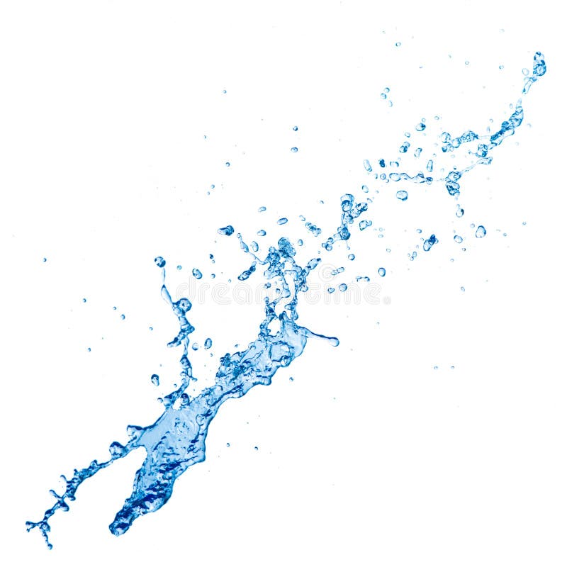 Blue Water Stream, Splash with Drops Stock Image - Image of elements ...