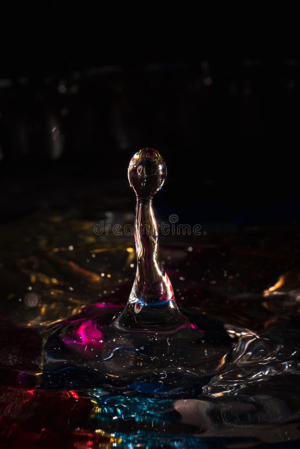 Water Drops Splash Forming Ripples and Waves and Abstract Water Columns ...