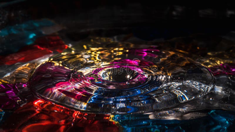 Water Drops Splash Forming Ripples and Waves and Abstract Water Columns ...