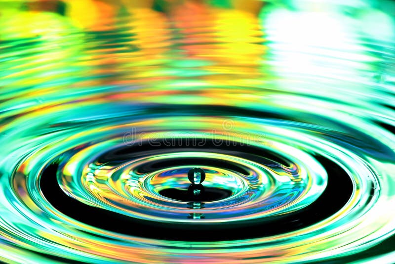 Water Drops Splash. Ripples and Reflections on Surface Stock Image ...