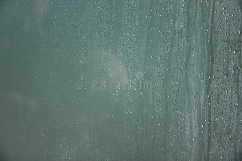 Water Drops on the Steambath Glass Stock Photo - Image of blue, drop ...