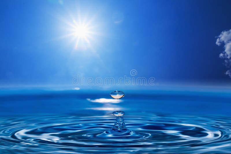 Water drops with Sun sky stock photo. Image of green - 54214166