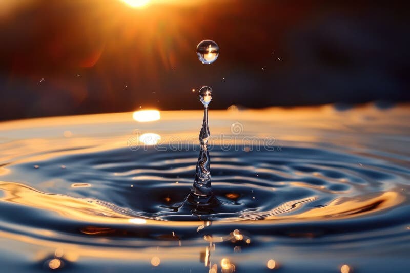 Water Drops on the Surface of the Water Stock Illustration ...